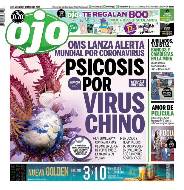 Portada Diario ojo 31 de enero web ojo | Impresa | Ojo