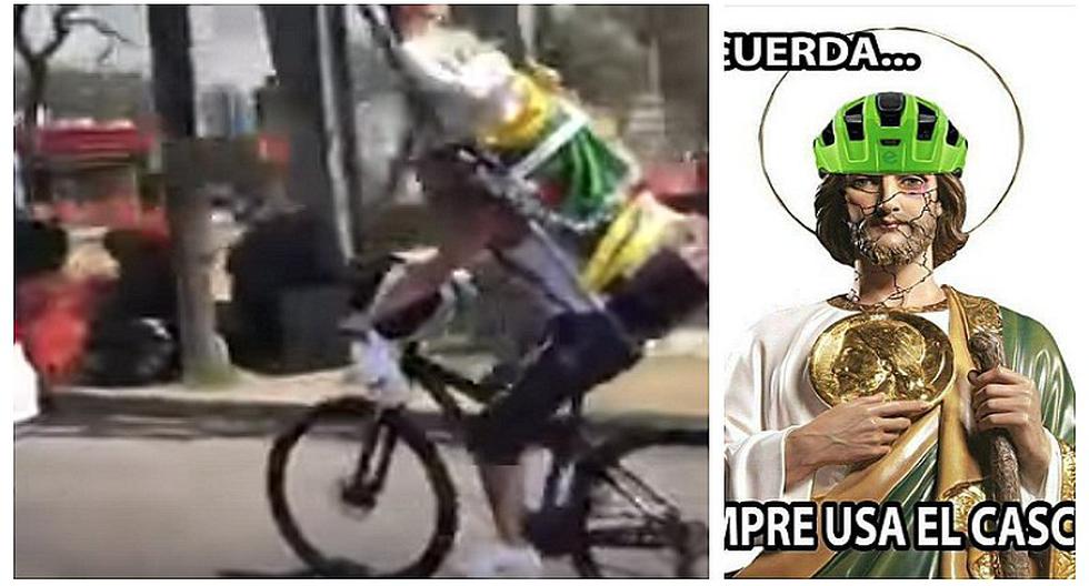 Memes invaden Internet tras accidente de ciclista con gigante imagen de ...