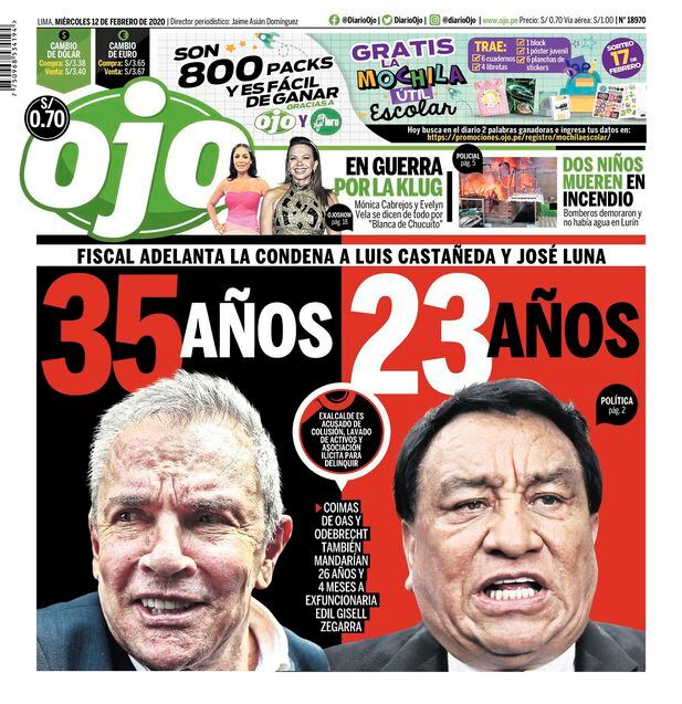 Portada Diario OJO 12 de Febrero web ojo | Impresa | NOTICIAS OJO PERÚ