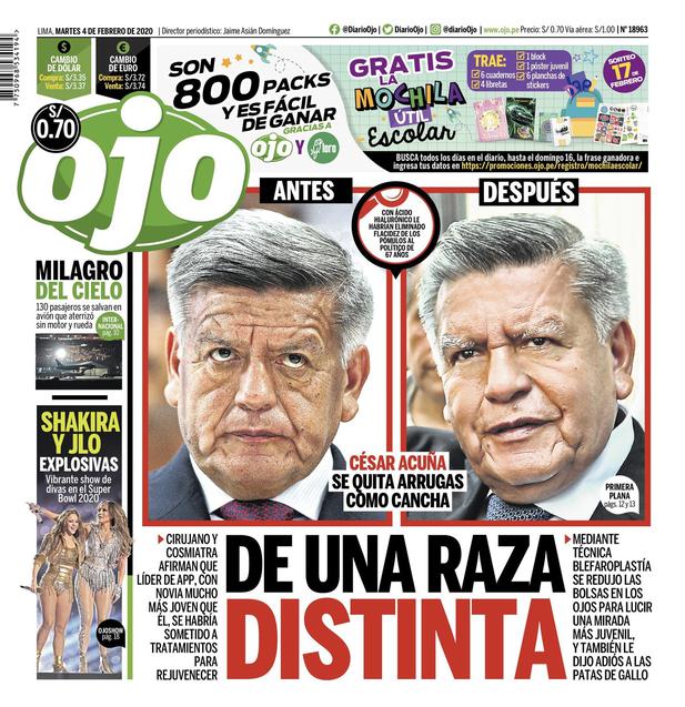 Portada de Diario Ojo 4 de febrero de 2020 web ojo | IMPRESA | OJO
